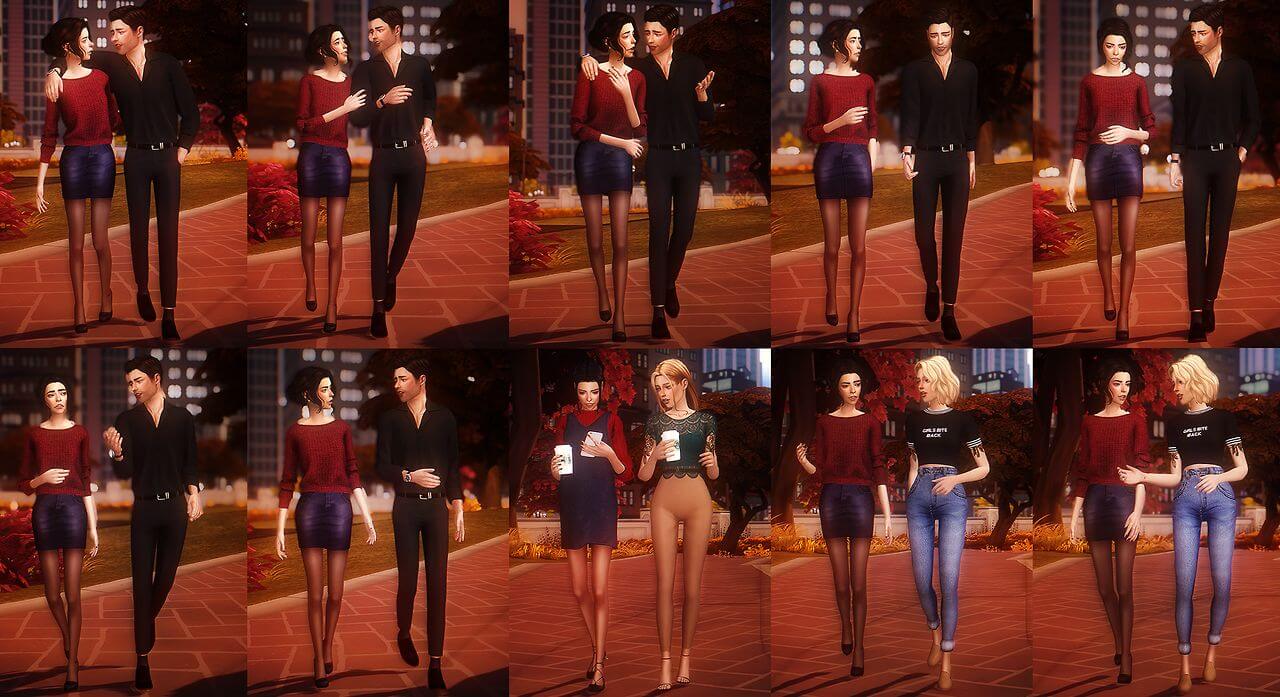 Take a walk couple poses - Sims4File